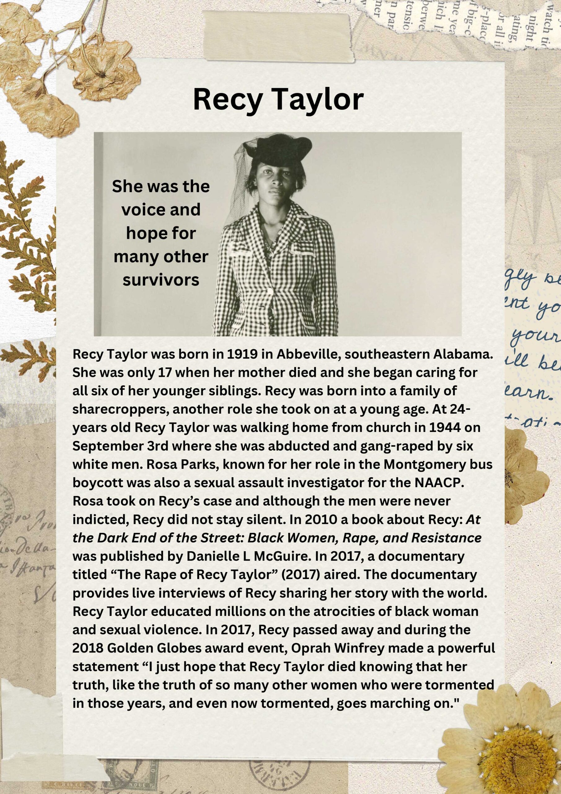 Recy Taylor – Zacharias Sexual Abuse Center | ZCenter